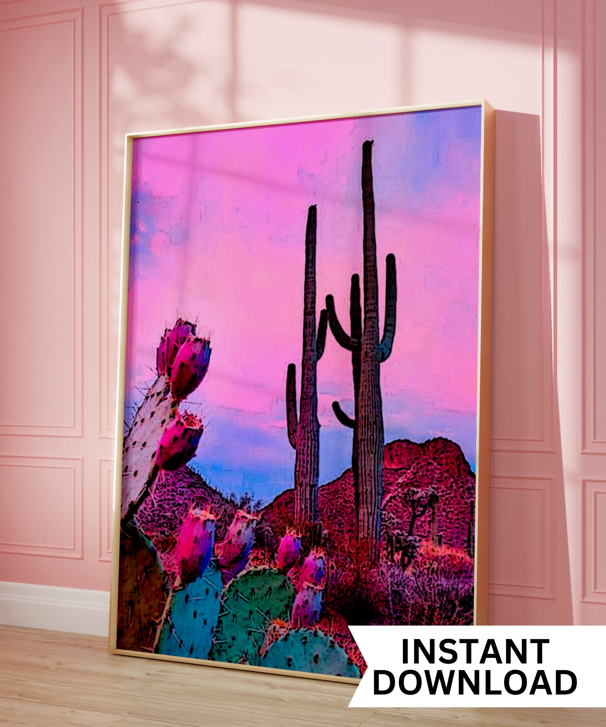Pink Western Painting Poster Western Decor Southwestern Wall - Etsy