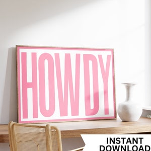 Pink Howdy Typography Print Howdy Print Western Decor Cowgirl - Etsy