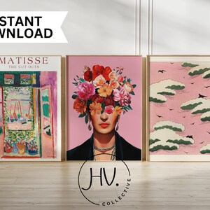 Preppy Gallery Wall Set, Trendy Wall Art, Preppy Pink Posters, DIGITAL ...