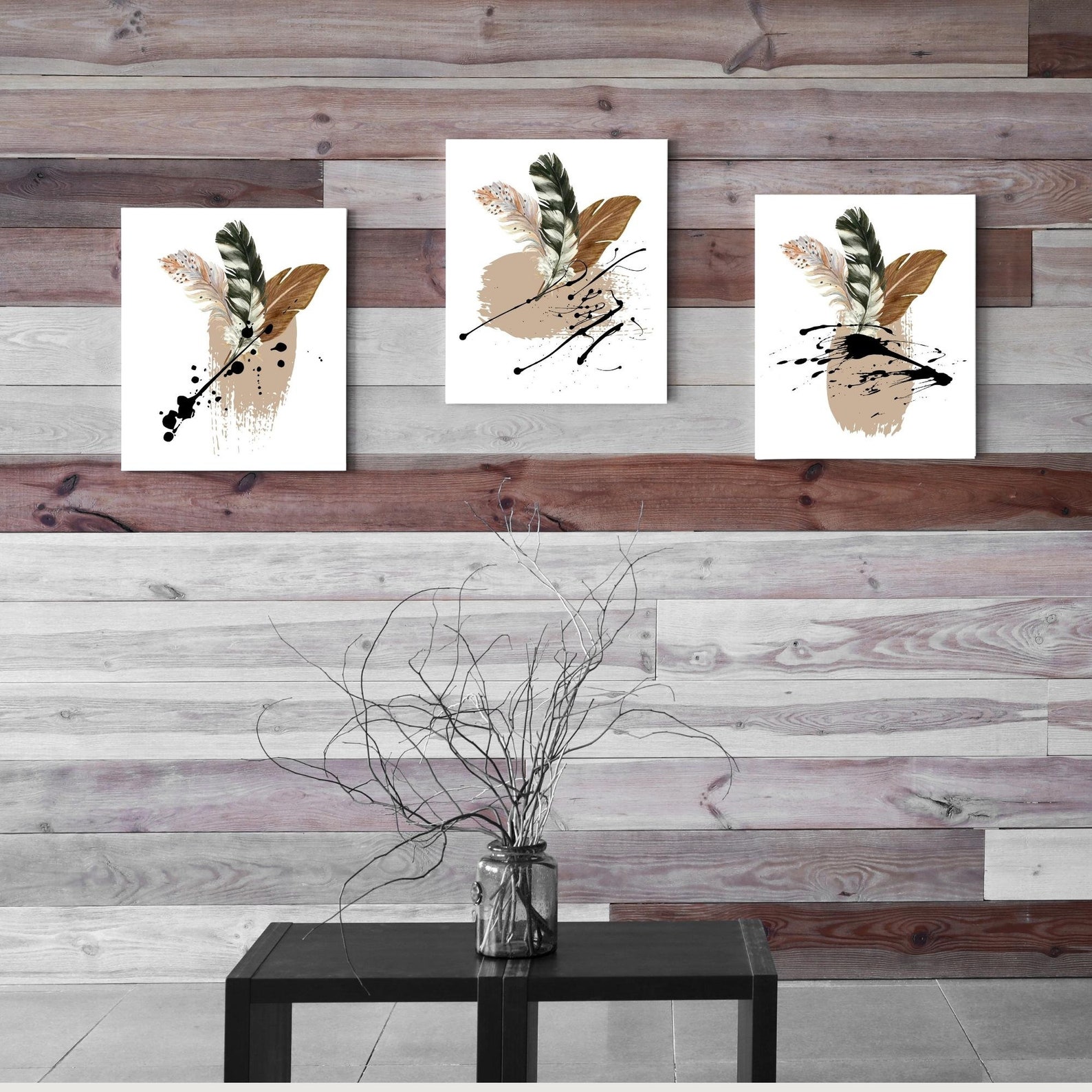 3 Set Abstract Feathers Printable Digital Download Feathers | Etsy