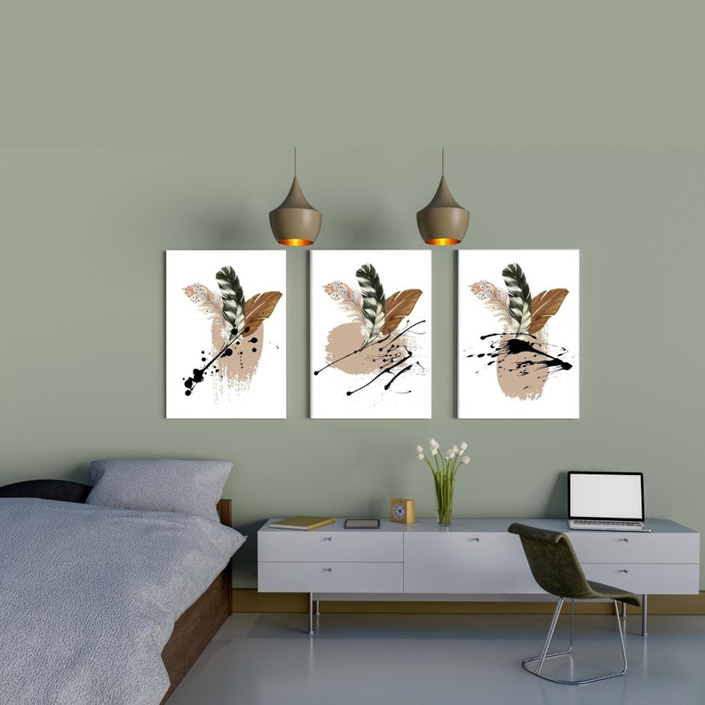 3 Set Abstract Feathers Printable Digital Download Feathers - Etsy