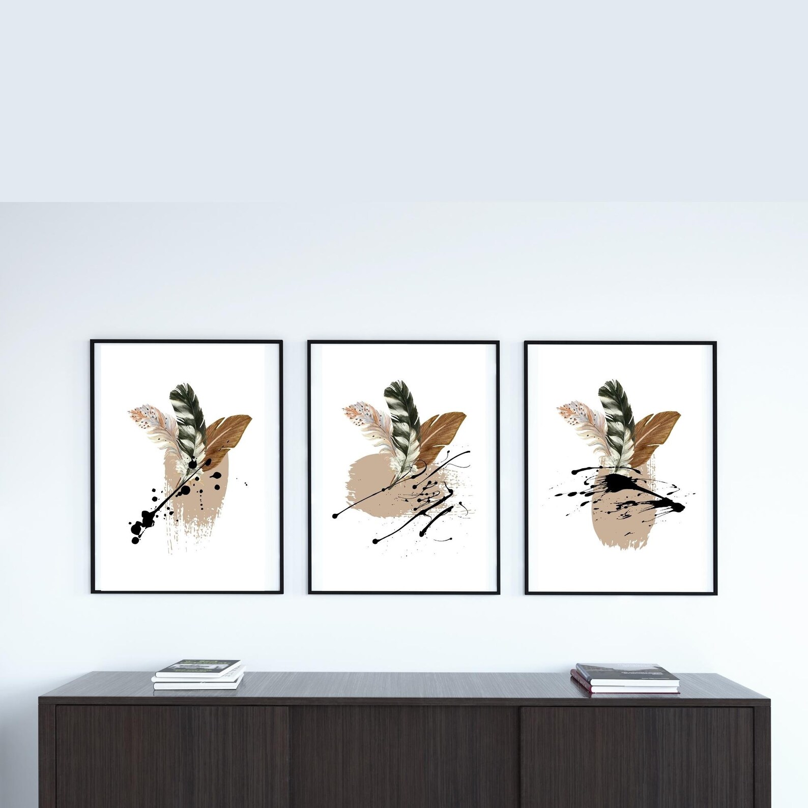 3 Set Abstract Feathers Printable Digital Download Feathers - Etsy