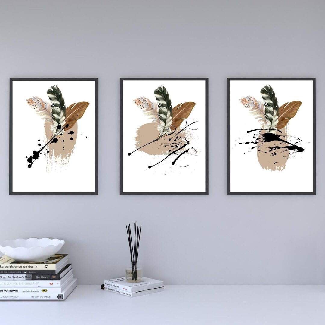 3 Set Abstract Feathers Printable Digital Download Feathers - Etsy