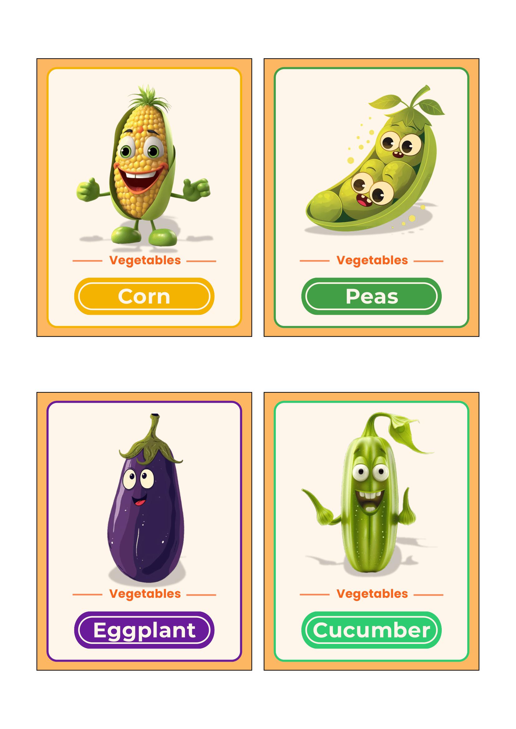 Vegetable Flash Cards Printable for Kids | Montessori Vegetables ...