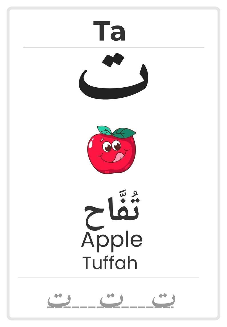 Arabic Alphabet Flash Cards for Kids | Montessori Learning (digital ...