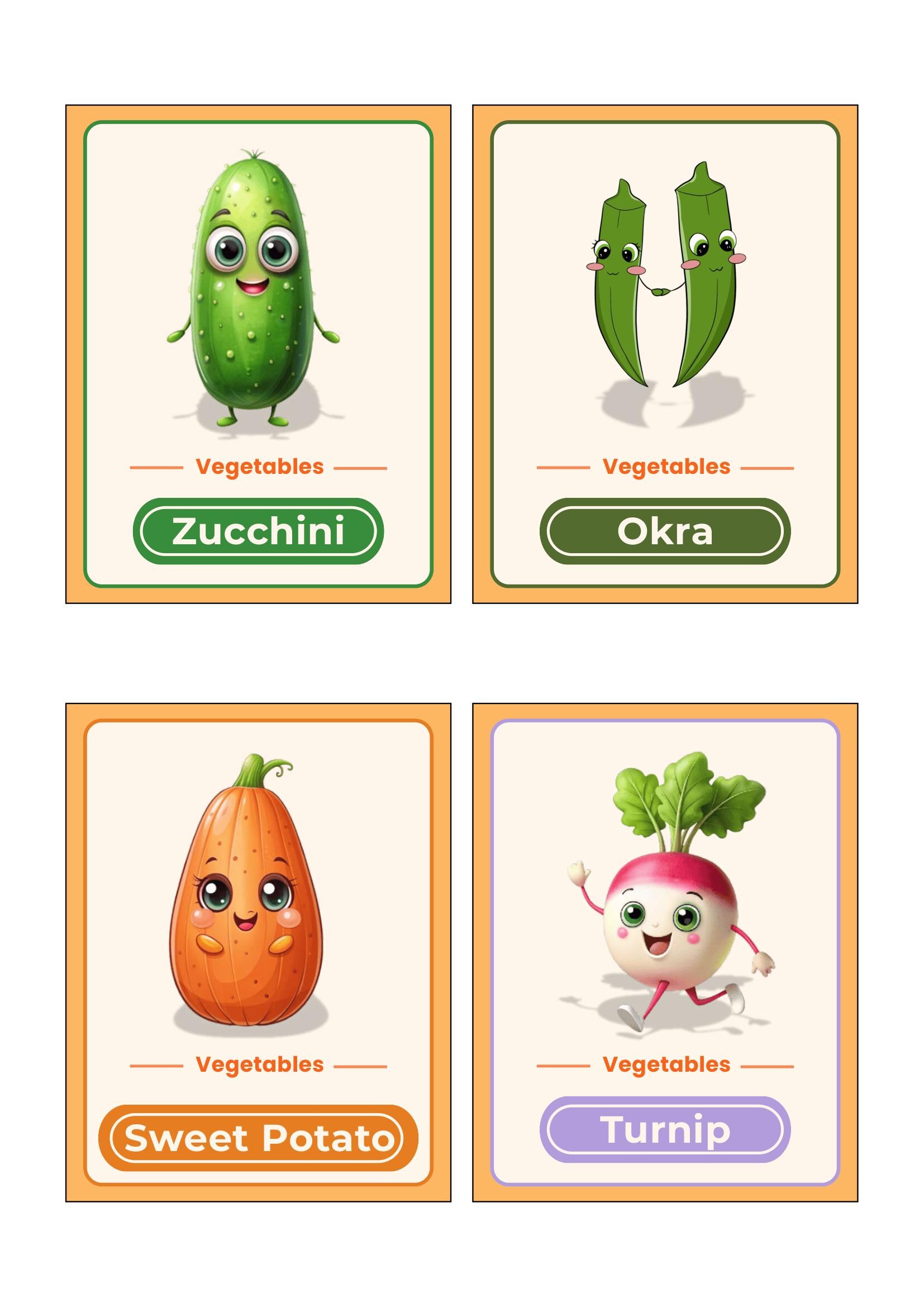 Vegetable Flash Cards Printable for Kids | Montessori Vegetables ...