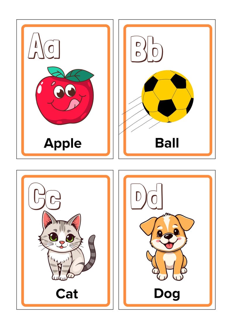 Printable Alphabet Flashcards A–Z | Colorful ABC Kids Flash Cards ...
