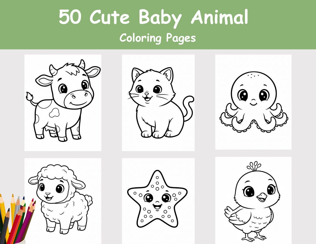 50 Baby Animal Coloring Pages | Toddler & Preschool (PDF Download) - Etsy