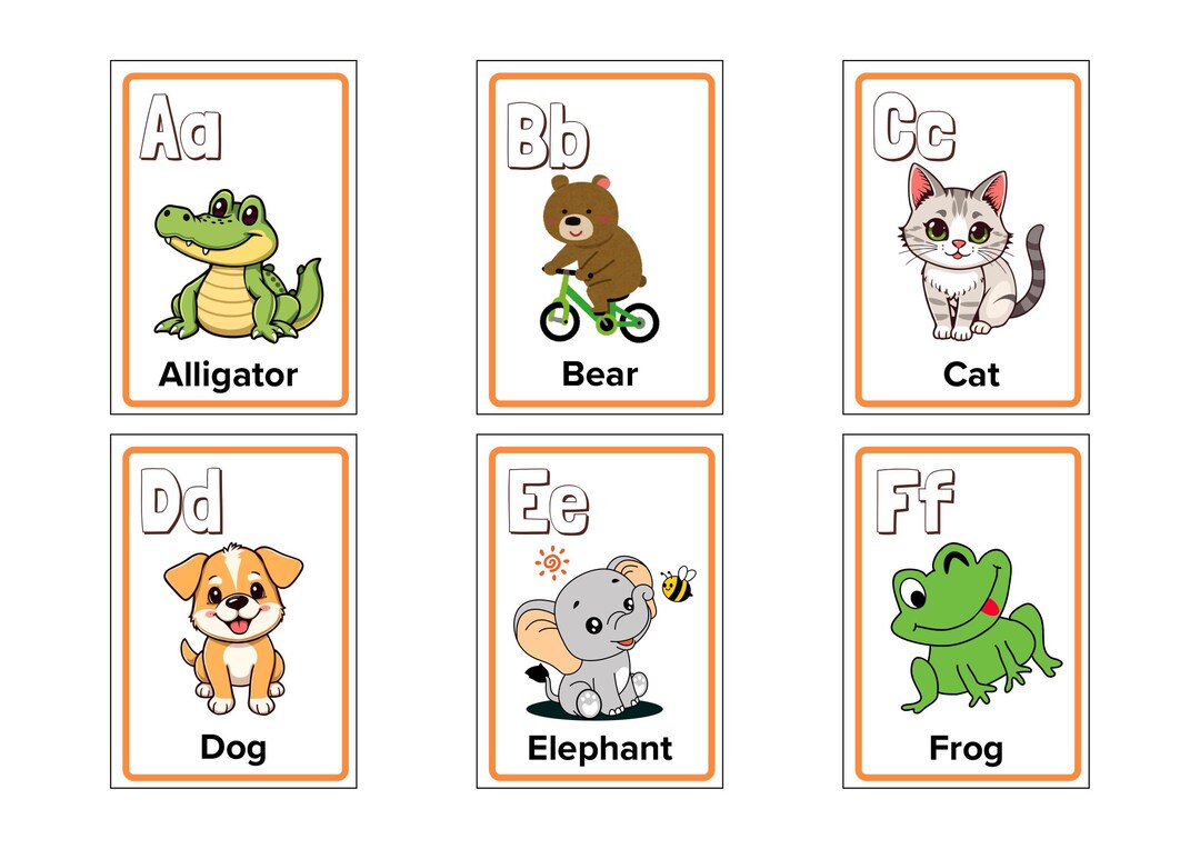 Animal Alphabet Flash Cards A–Z | ABC Animals for Preschool & Toddlers ...