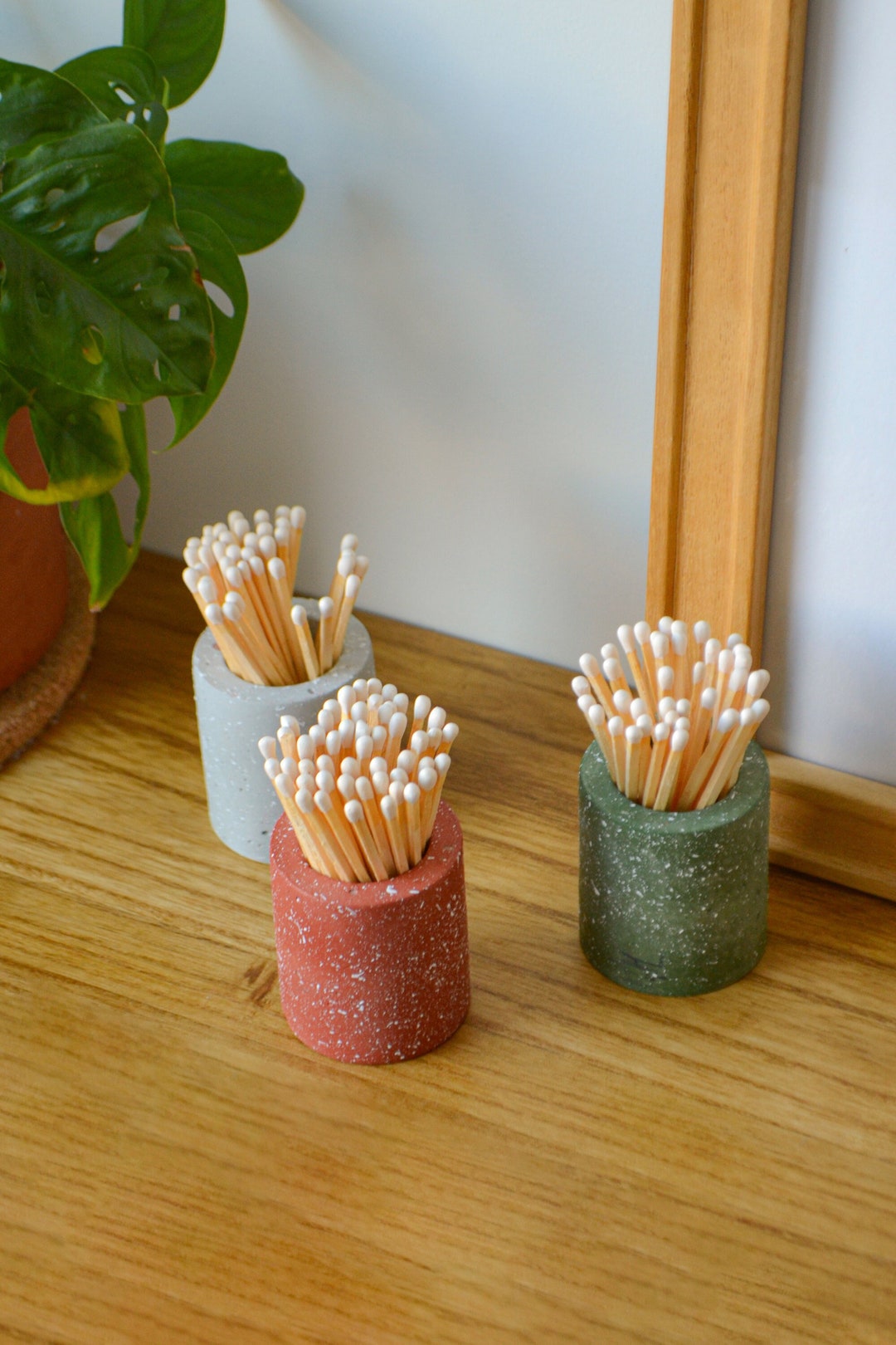 Handpainted White Spotted Round Match Pot With Match Striker Gifts ...