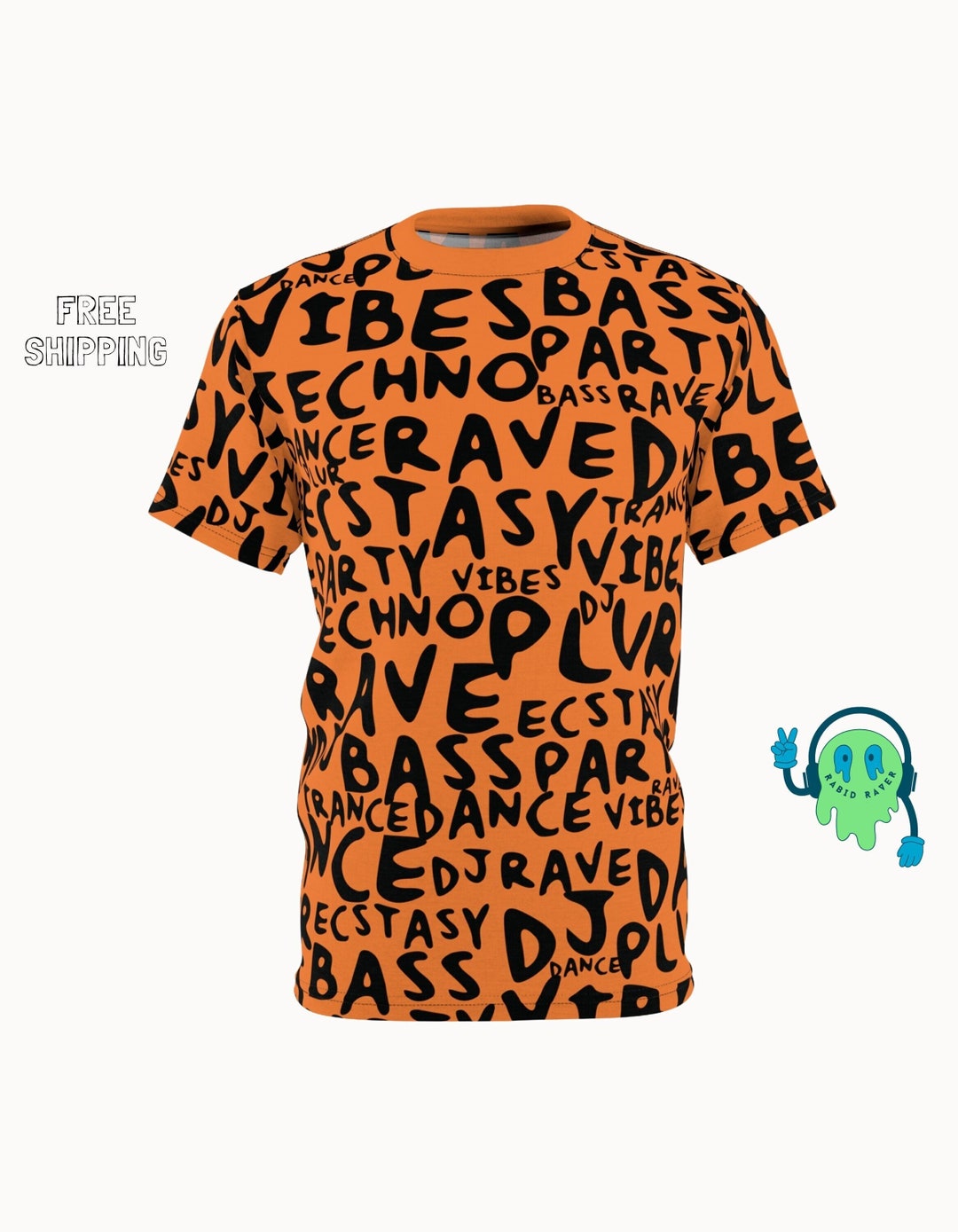 ORANGE Rave Culture Words Graphic Tee, EDM PLUR Rave Shirt, Underground ...