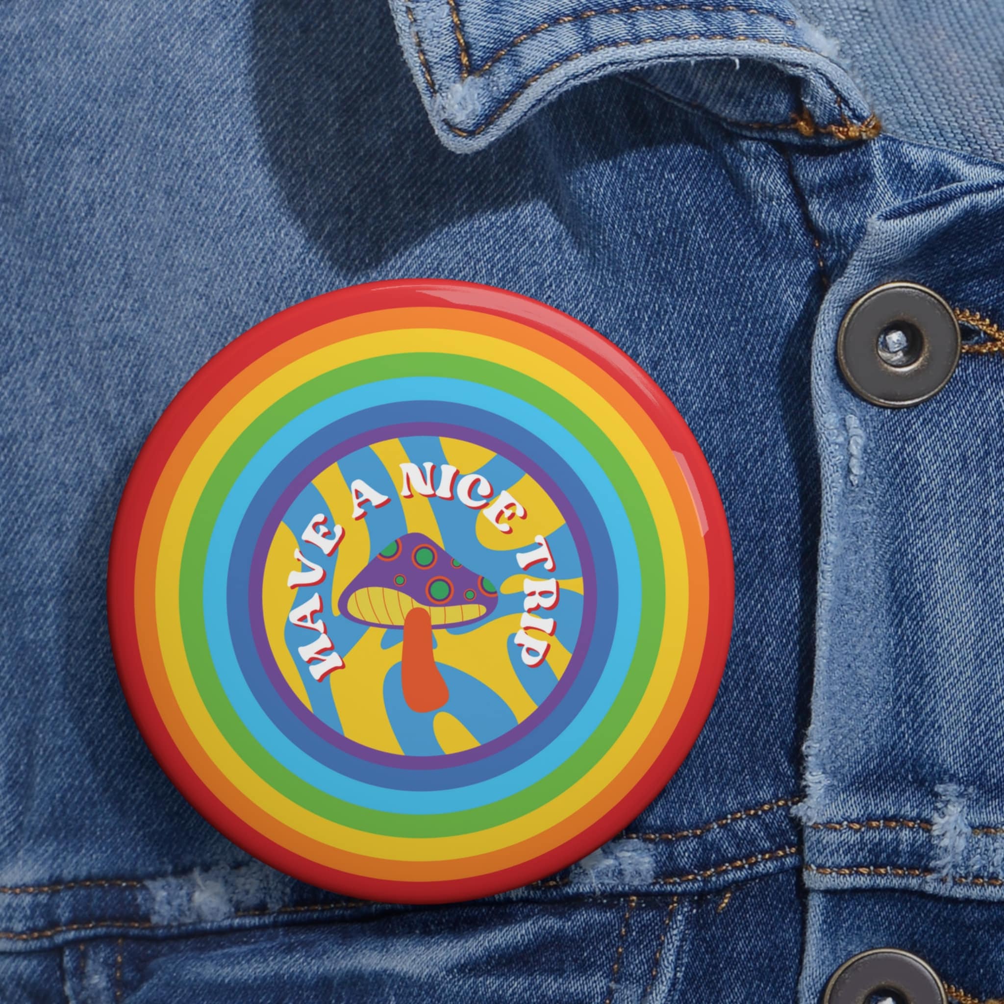 Have A Nice Trip Rainbow Pin Button, Psychedelic Pinback Rave Buttons ...