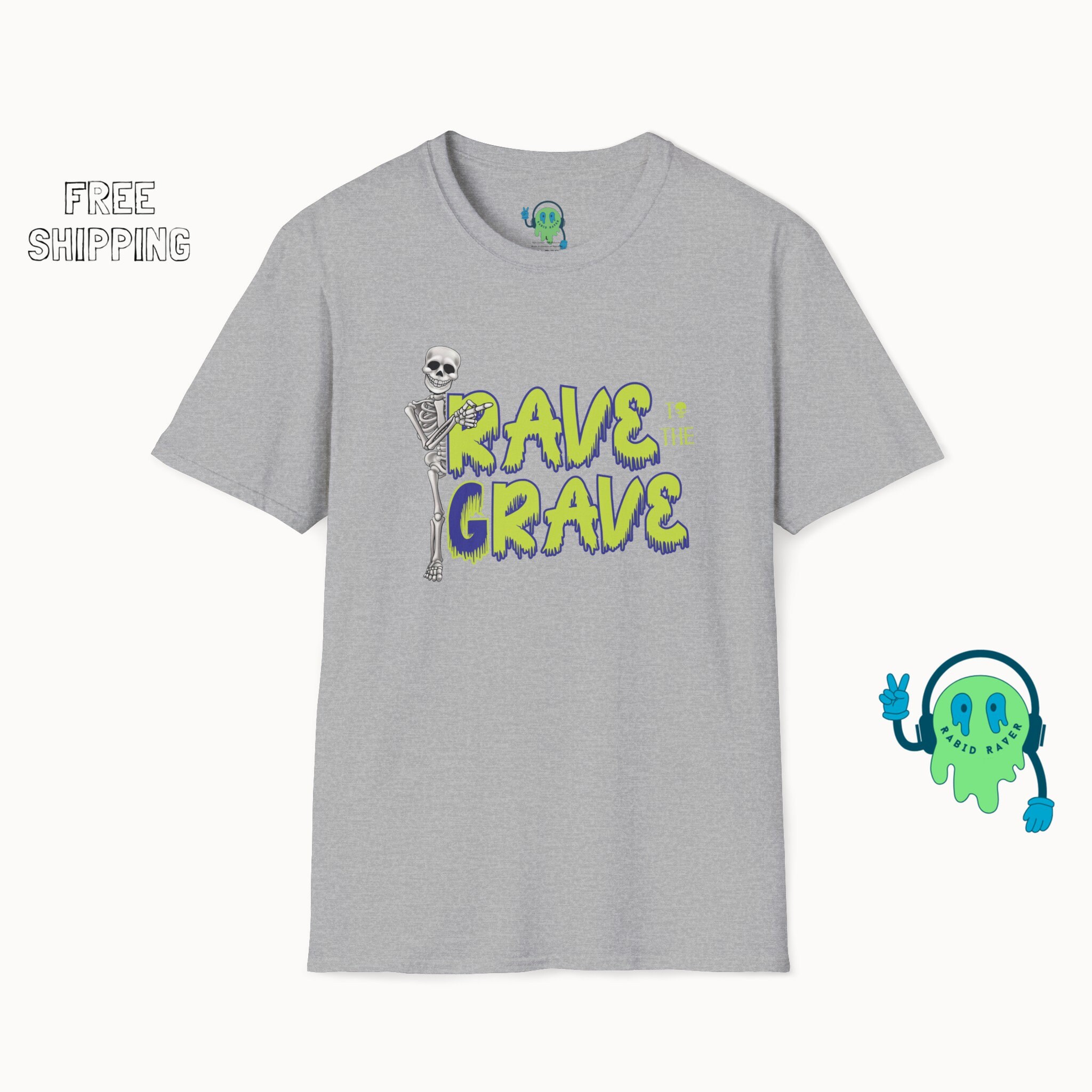 Rave to the Grave Corpse Tee, Skeleton Rave Graphic Tee, Bassheads ...