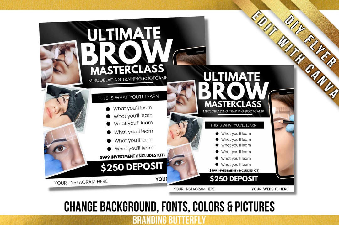 Micro Blading Training Flyer,brow / Makeup Class Template, Beauty Class ...