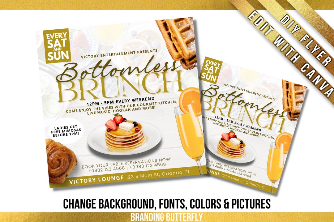 DIY Brunch Flyer Template,editable Canva Template,social Media Event ...