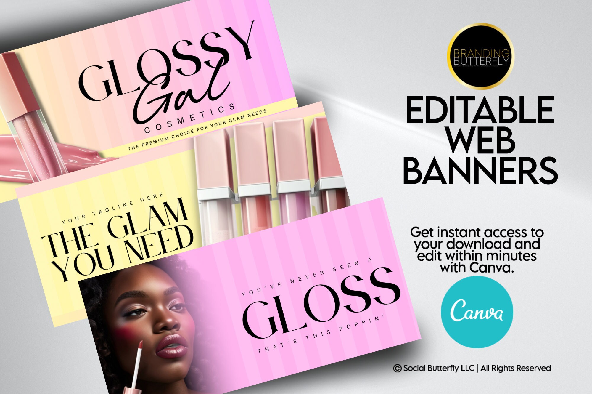 Website Banner Templates, Editable Website Shopify Banners, DIY Wix ...