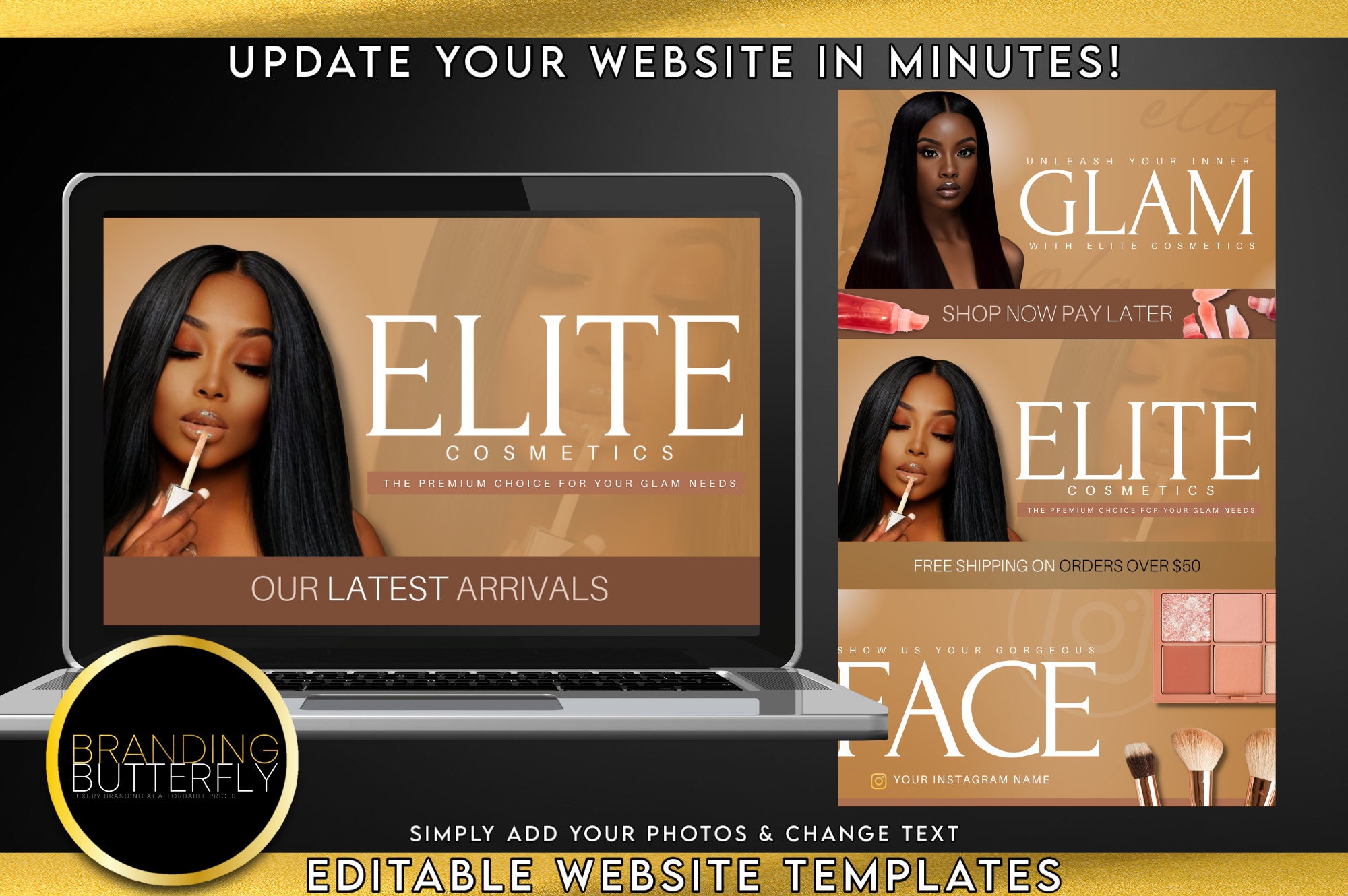 Luxury Website Banner, Editable Wix Shopify Godaddy, DIY Online Shop ...