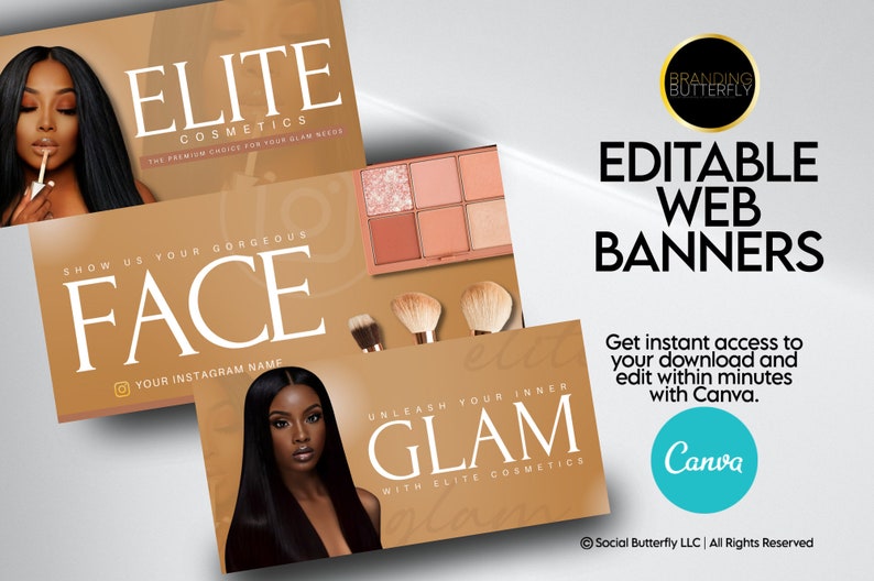 Luxury Website Banner, Editable Wix Shopify Godaddy, DIY Online Shop ...