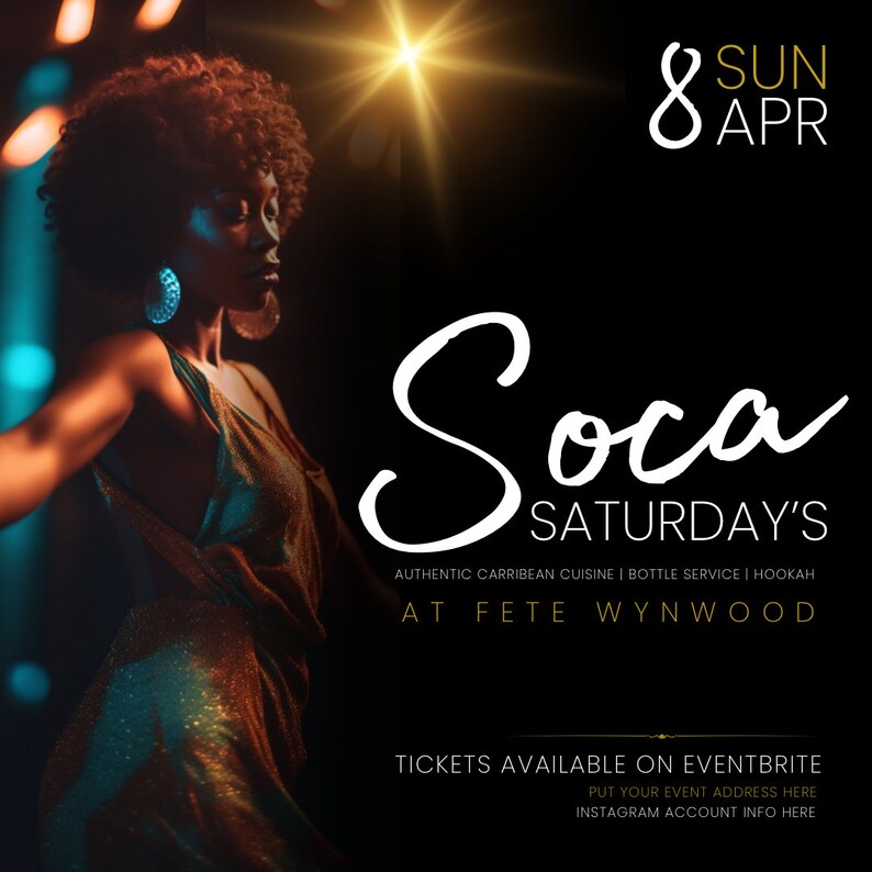 DIY Club Flyer Template,editable Canva, Soca / Dancehall Event ...