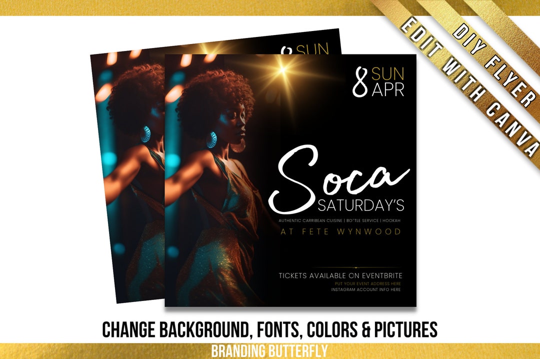 DIY Club Flyer Template,editable Canva, Soca / Dancehall Event ...