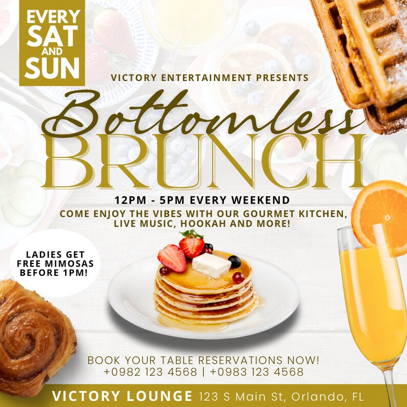 DIY Brunch Flyer Template,editable Canva Template,social Media Event, Brunch Canva Party Flyer ...