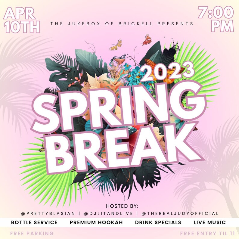 DIY Event / Club Flyer Template,editable Canva, Spring Break Event ...