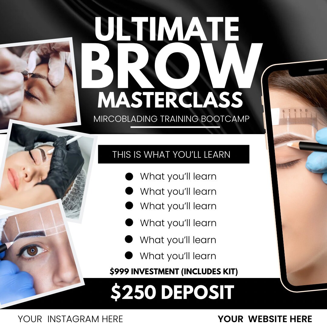 Micro Blading Training Flyer,brow / Makeup Class Template, Beauty Class ...