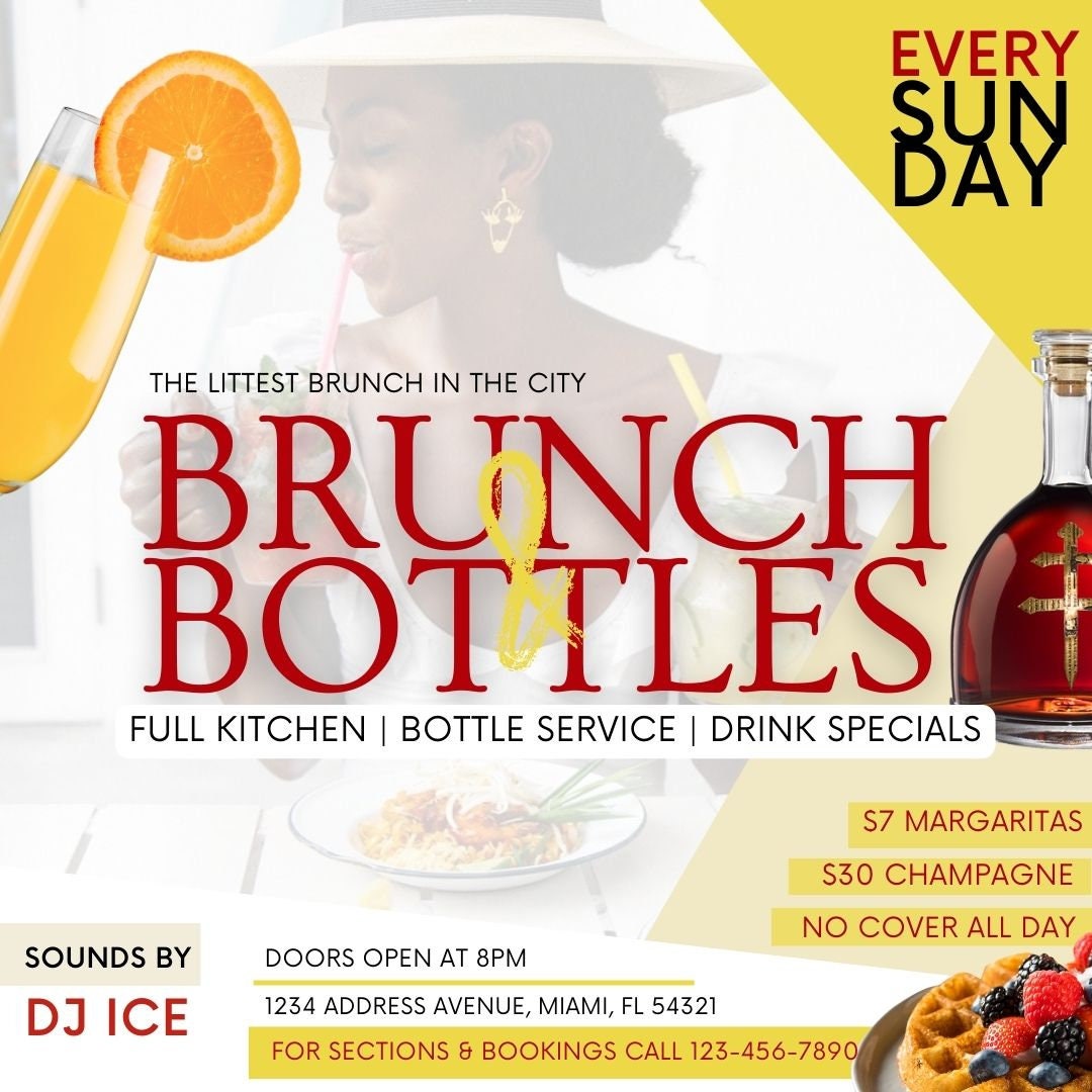 Brunch Party Flyer Template,editable Canva Template,social Media Event ...