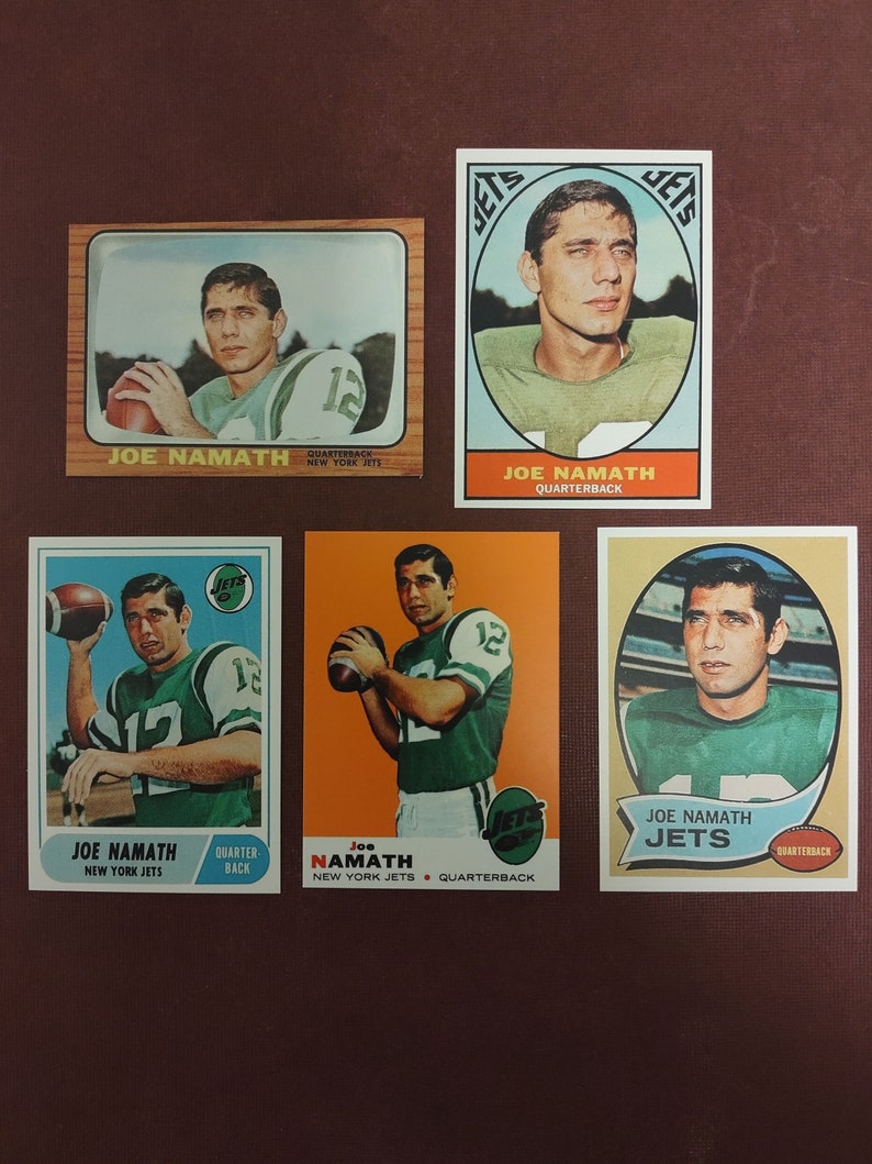 Joe Namath 1966 1967 1968 1969 1970 Football Card Lot novelty Cards new ...