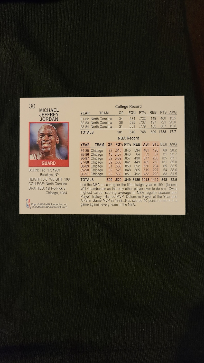 Michael Jordan NBA Hoop MVP Card - Etsy