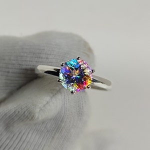 Magical Mystic Topaz Ring, Portuguese Cut, 8×8MM 925 Sterling Silver ...