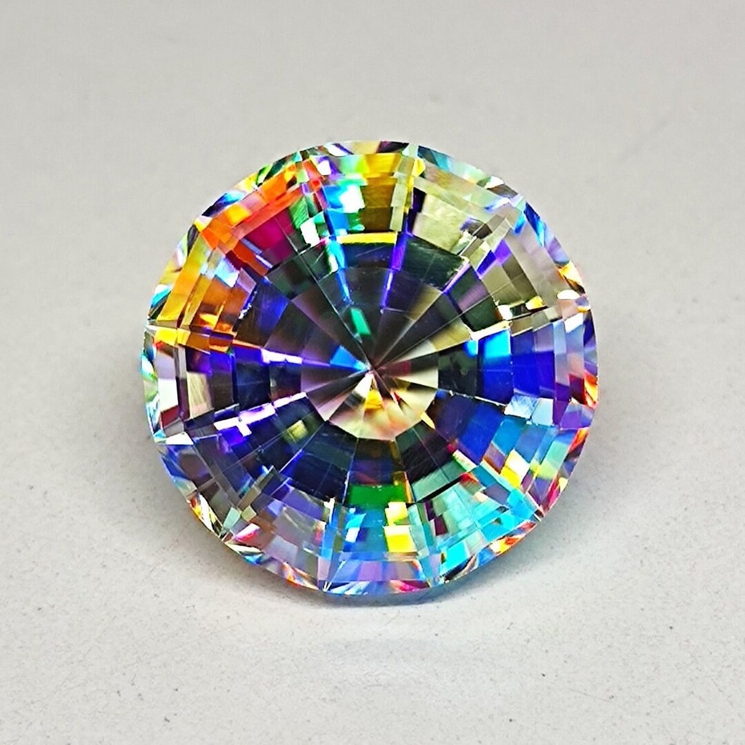 Magical Mystic Topaz Gemstone, Fantasy Cut Stone, 21×21MM, Round Shape ...