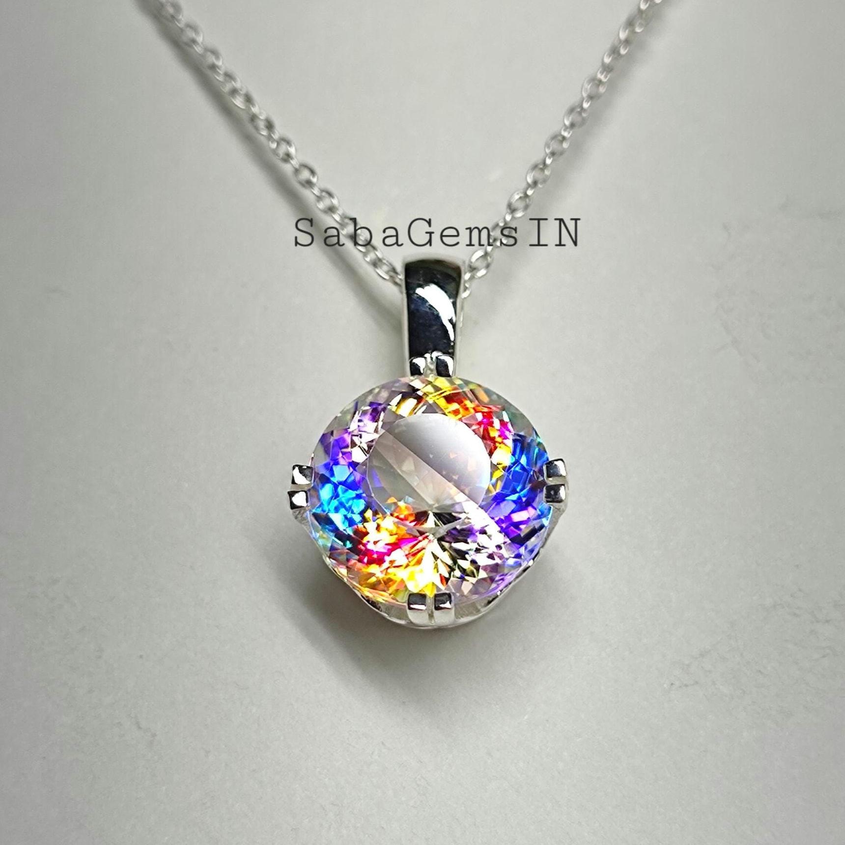 Magical Mystic Topaz Pendant, 15×15MM Portuguese Cut, 925 Sterling ...