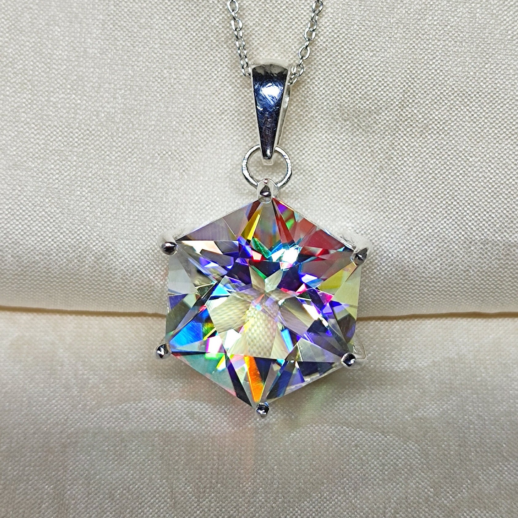 Magical Mystic Topaz Pendant, 19×19 MM Big Pendant, Hexagon Fantasy Cut ...