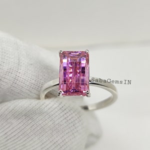 Pink Zirconia Ring, Pixel Cut Gemstone Ring, Fantasy Cut Stone, 925 ...