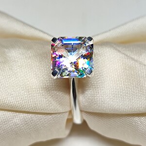 Magical Mystic Topaz Ring, Asscher Cut Stone, 925 Sterling Silver Ring ...