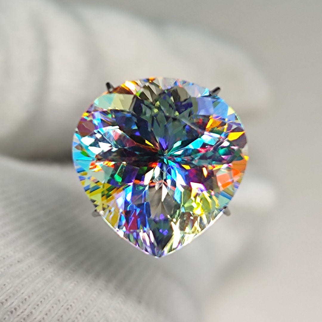 Magical Mystic Topaz Gemstone, Fantasy Cut Stone, 15×15MM, Heart Shape ...