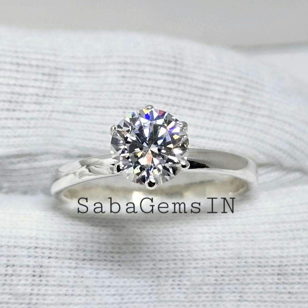 Moissonite Gemstone Ring, Gra-certified Lab Created Diamond, 7×7MM, 925 ...