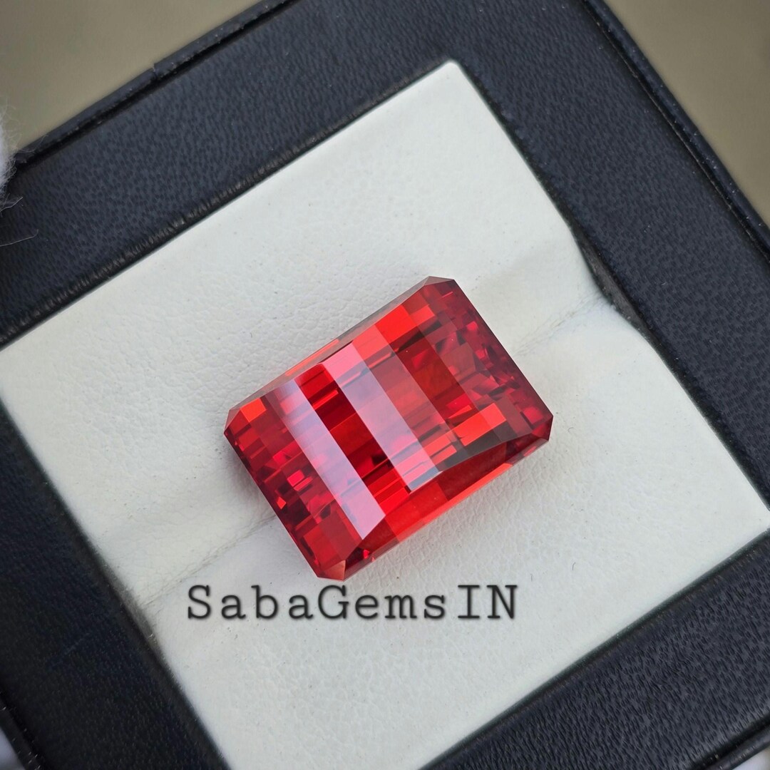 Red Cubic Zirconia Gemstone, Pixel Cut Stone, 12×16 MM, Rectangle Shape ...