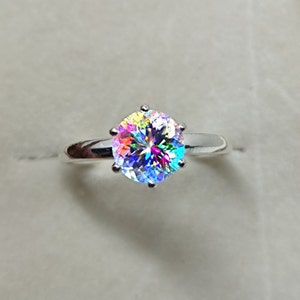 Magical Mystic Topaz Ring, Portuguese Cut, 8×8MM 925 Sterling Silver ...