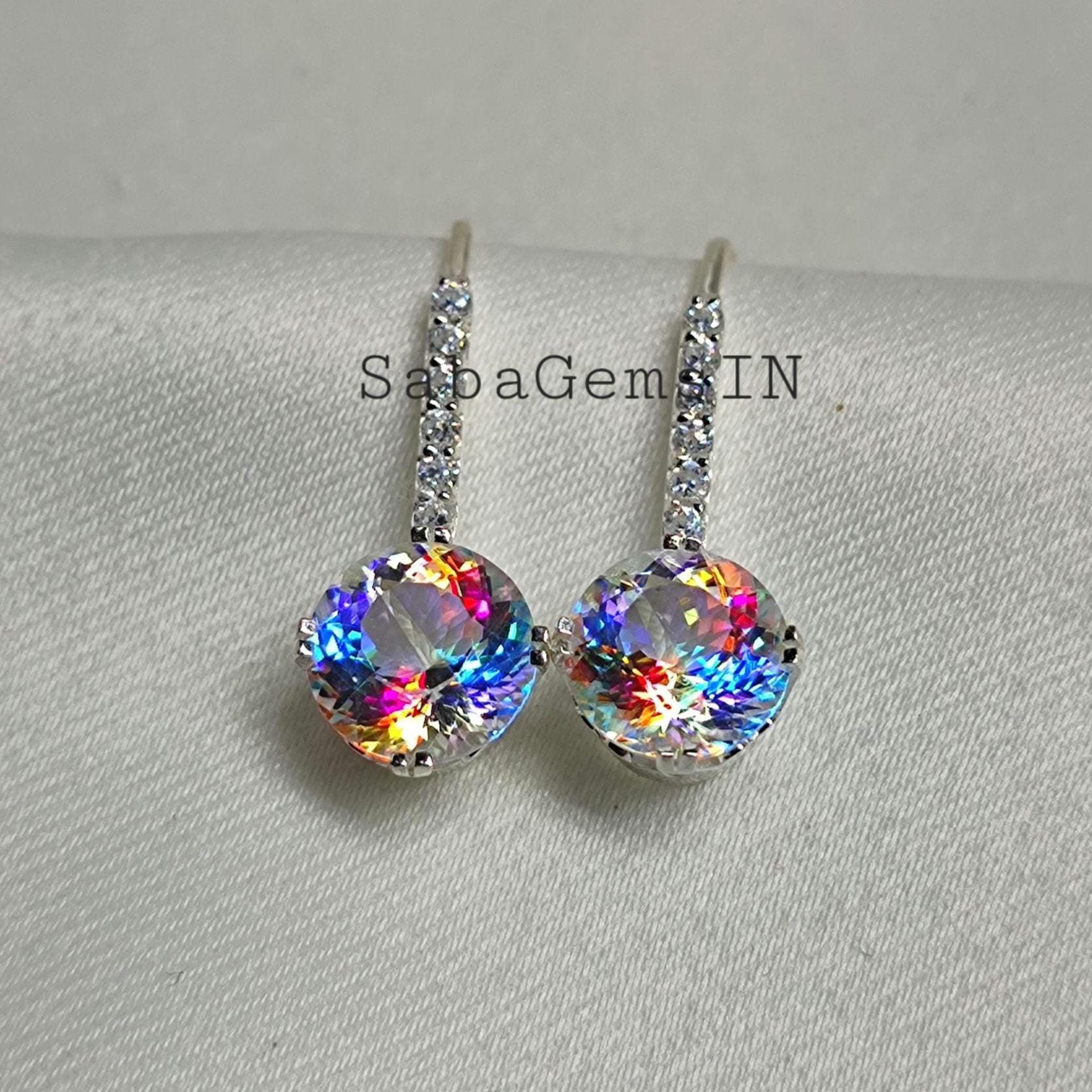 Magical Mystic Topaz Earrings, Dangle Earrings, Portuguese Cut Round ...