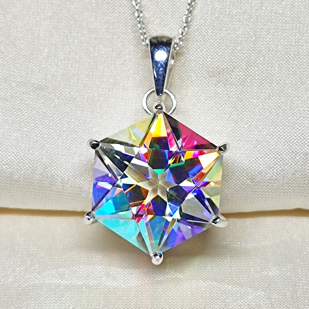 Magical Mystic Topaz Pendant, 19×19 MM Big Pendant, Hexagon Fantasy Cut ...