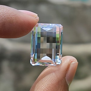 Natural Crystal Quartz Gemstone, Pixel Cut, Rectangle Shape, 26.10 Ct ...