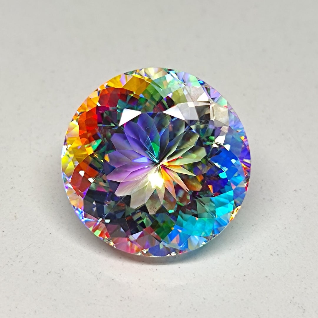 Magical Mystic Topaz Gemstone, Portuguese Cut Stone, 21×21MM, Round ...