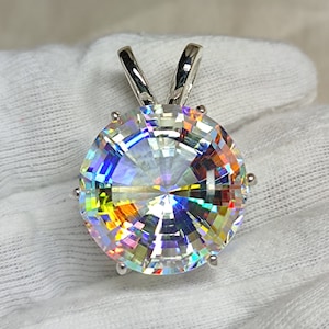 Magical Mystic Topaz Pendant, 21×21MM Fantasy Cut, 925 Sterling Silver ...