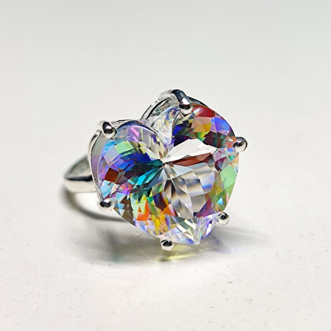 Magical Mystic Topaz Ring, Heart Shape Ring, 925 Sterling Silver Ring ...