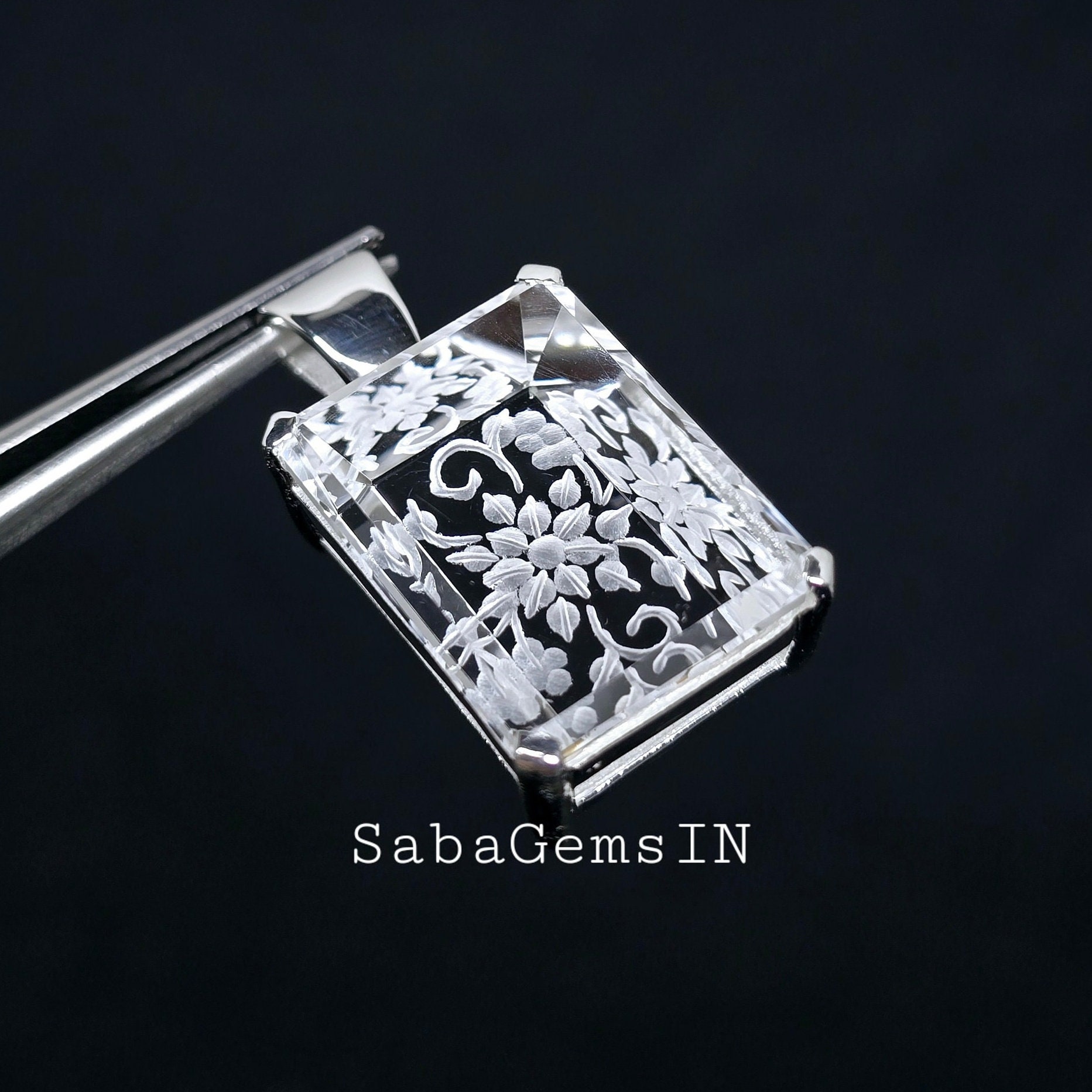 Natural Crystal Gemstone Pendant, Beautiful Flower Hand Carving ...