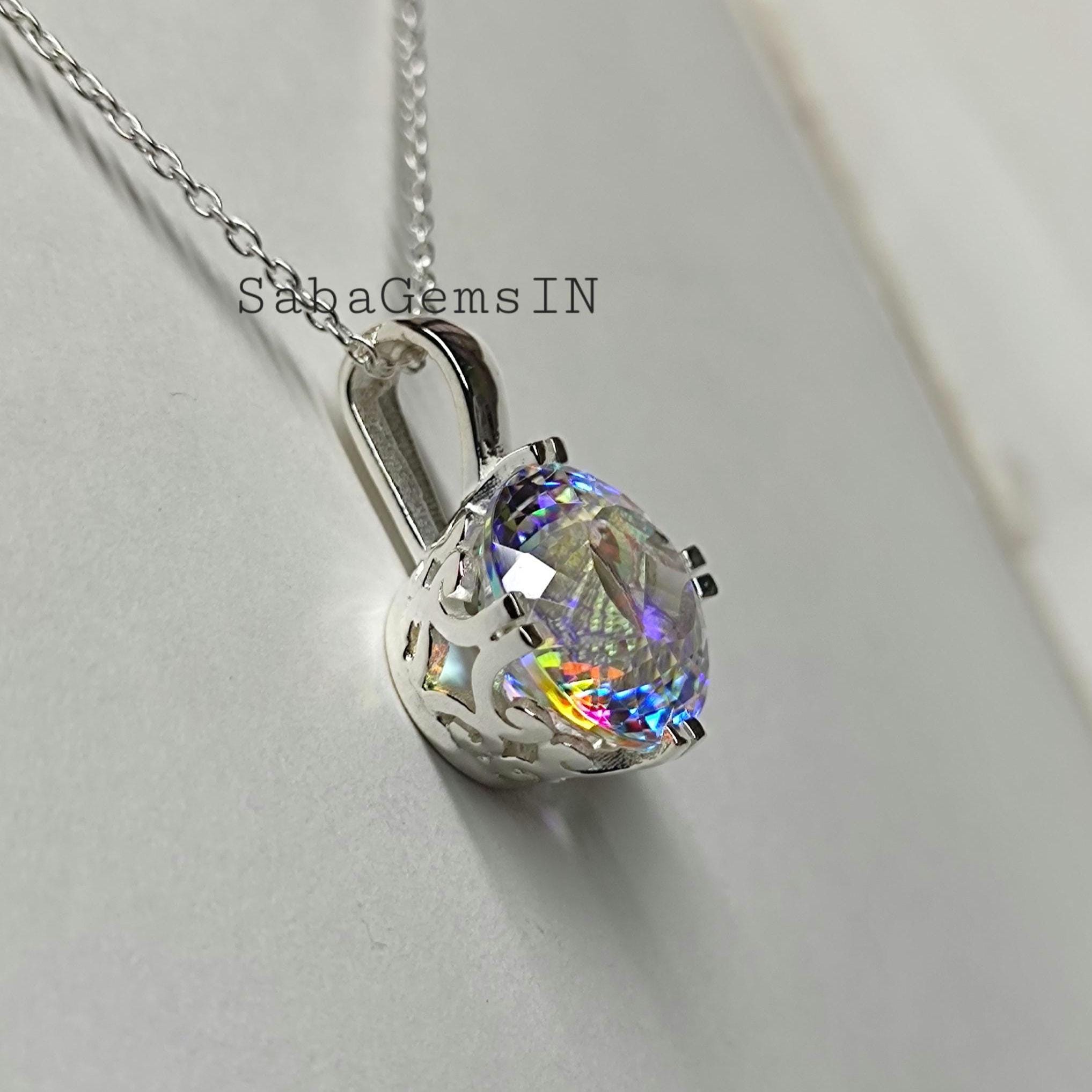 Magical Mystic Topaz Pendant, 15×15MM Portuguese Cut, 925 Sterling ...