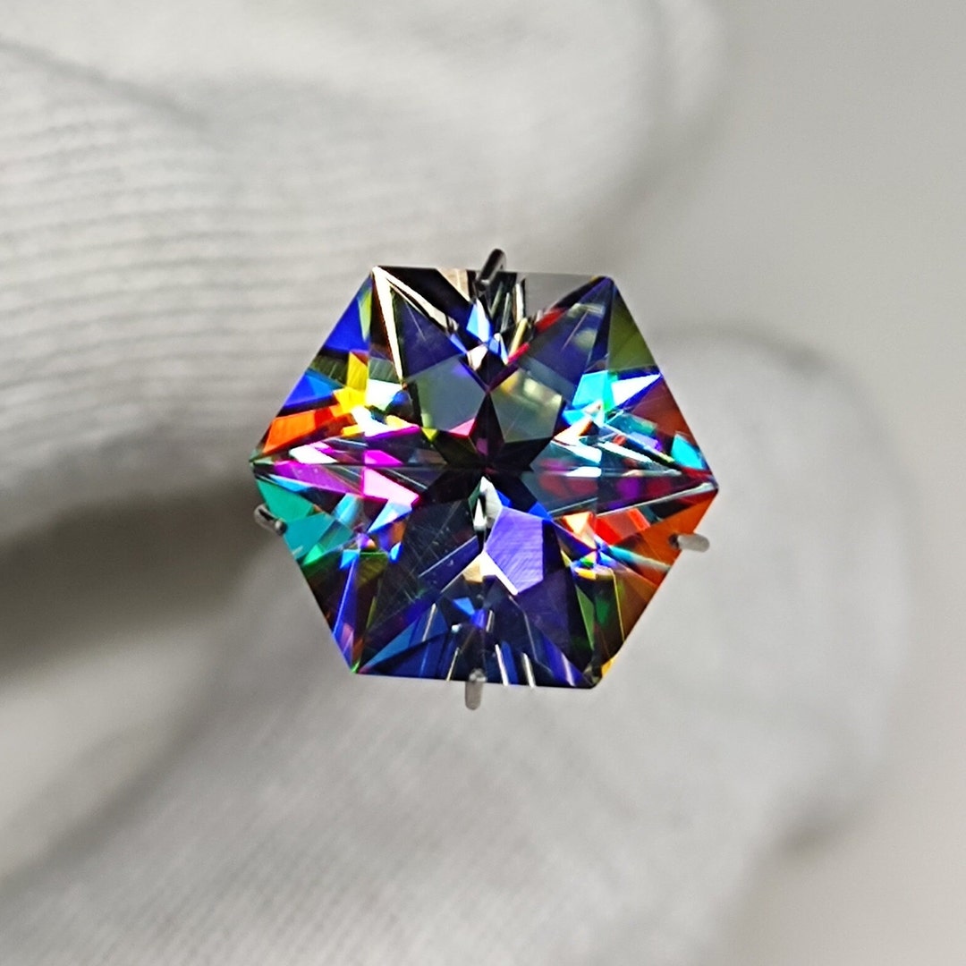 Magical Mystic Topaz Gemstone, Fantasy Cut Stone, 12×12MM Hexagon Shape ...