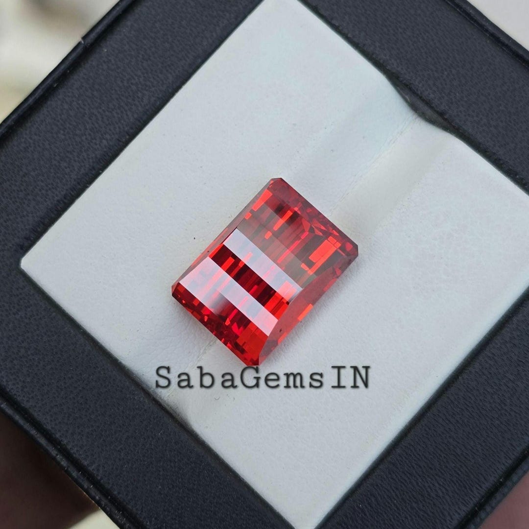 Red Cubic Zirconia Gemstone, Pixel Cut Stone, 10×14 MM, Rectangle Shape ...
